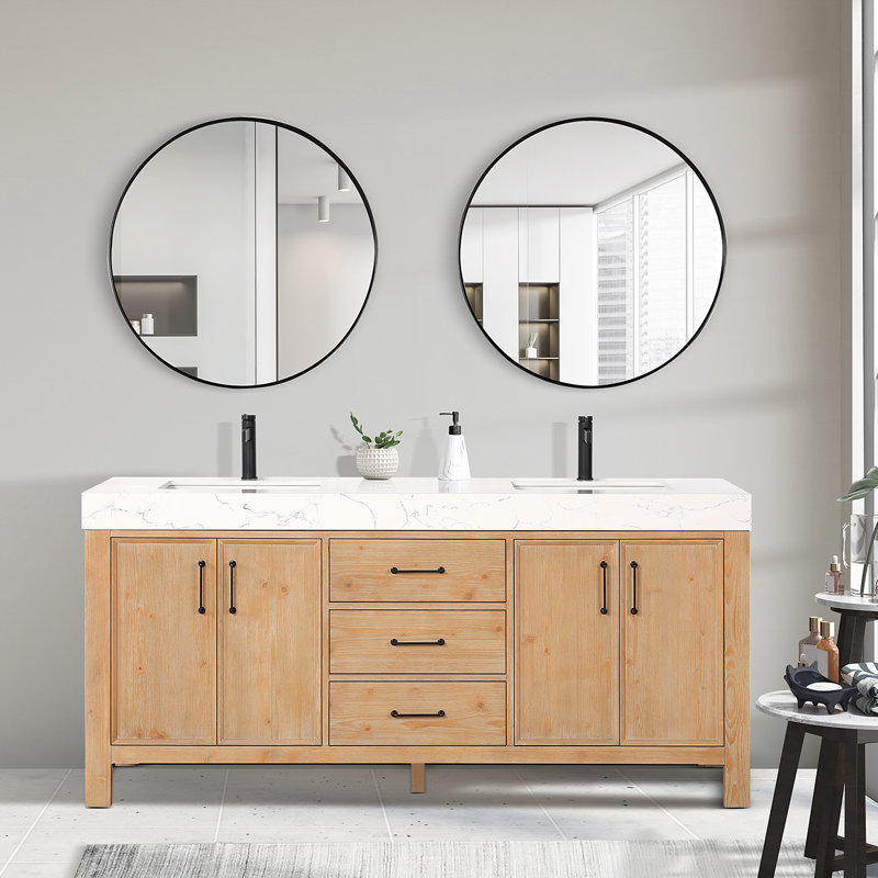 Lark Manor Aneysa 72'' Double Bathroom Vanity with Engineered Marble Top & Reviews | Wayfair